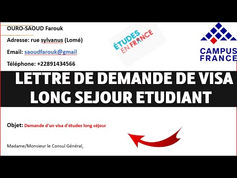 Exemple de lettre de demande de visa long séjour étudiant campus France