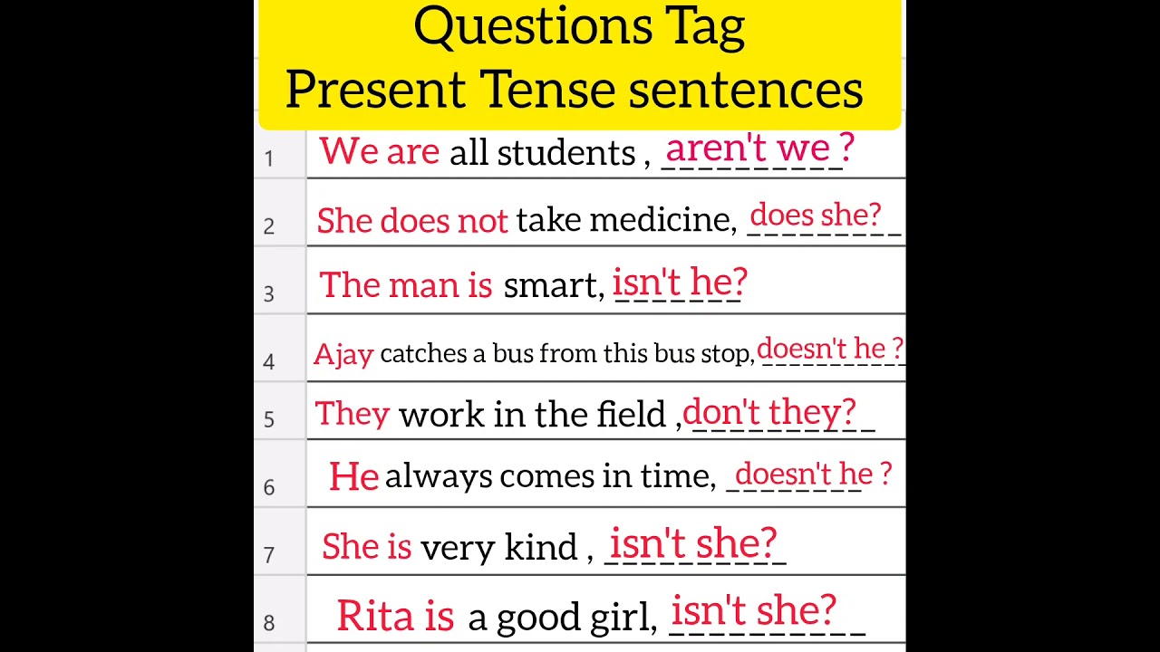 question tag - PRESENT TENSE