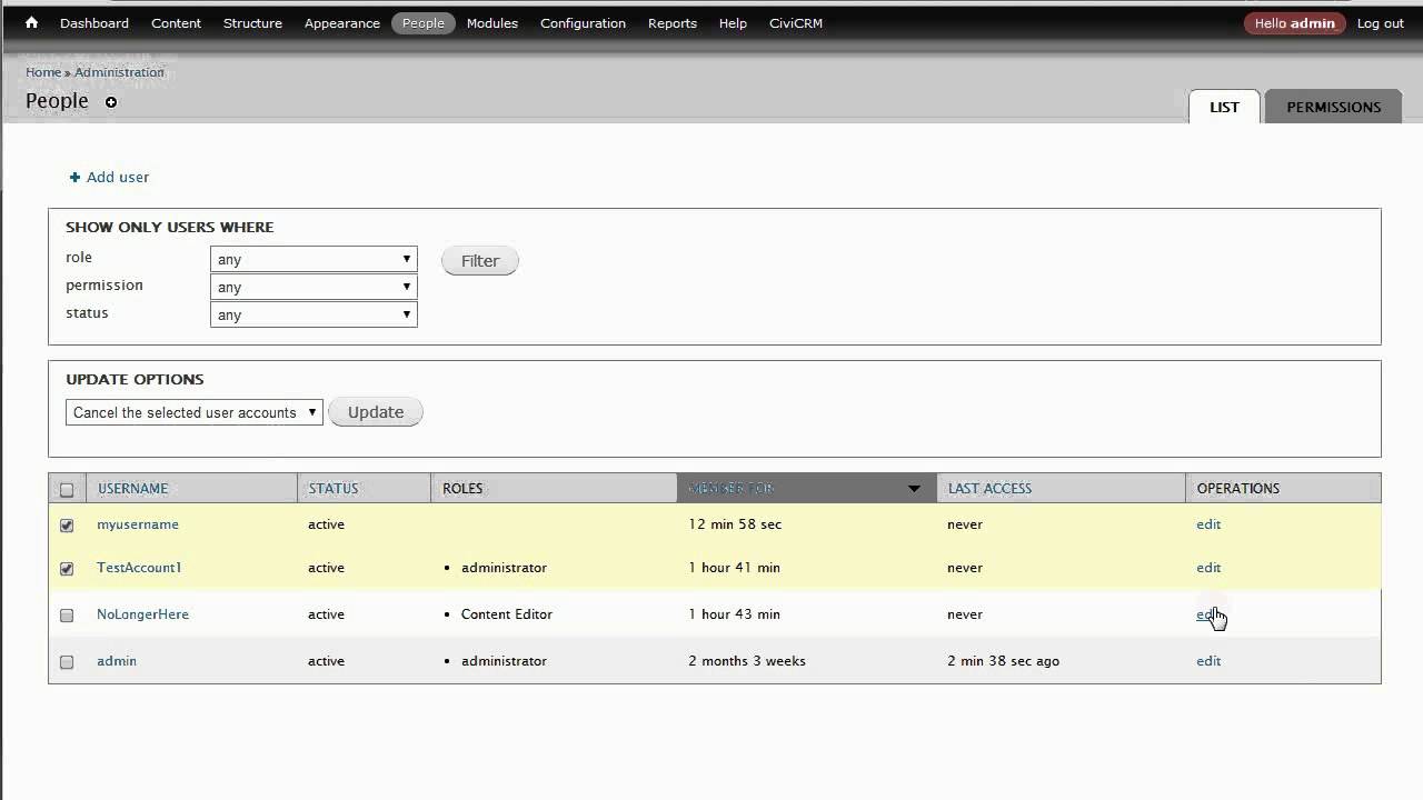 People List and Cancel/Delete User Accounts in Drupal 7
