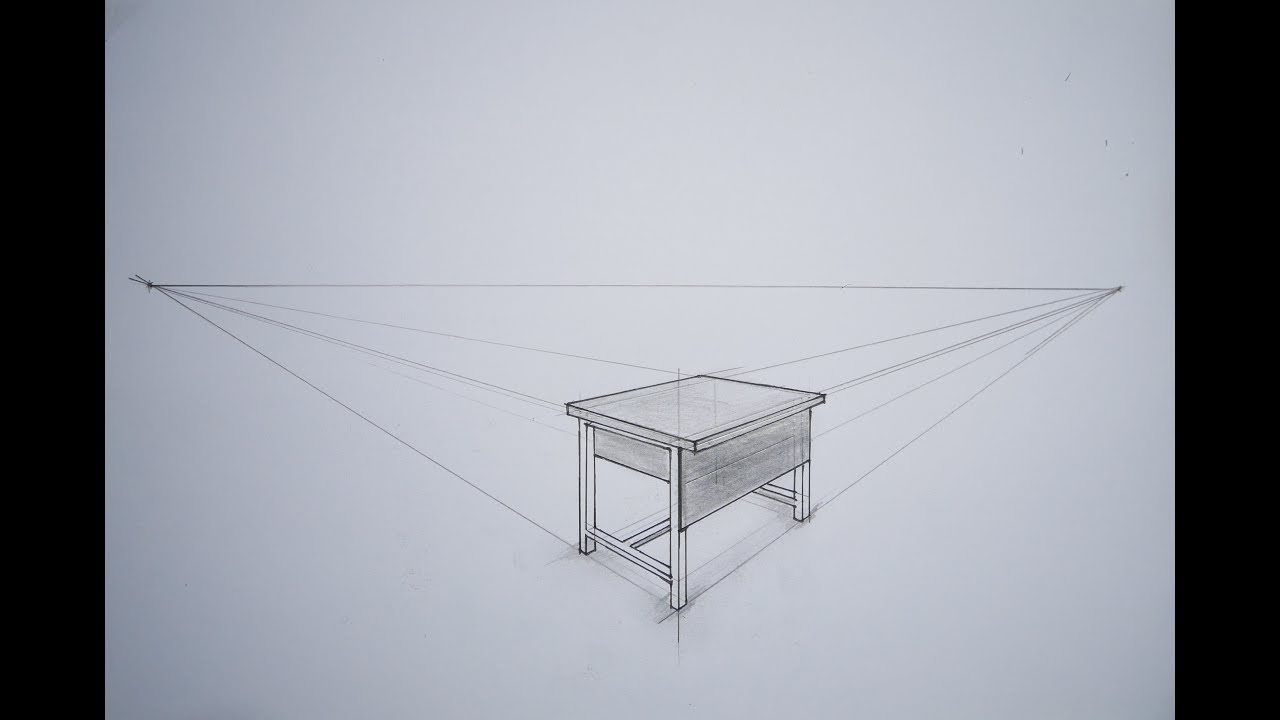 how to draw a school desk table in 2 point perspective