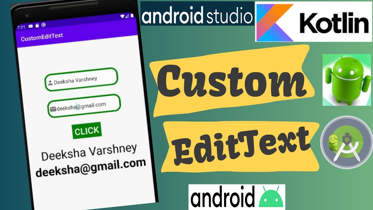 Custom EditText in Android | Kotlin | Beginners| Android Tutorial - Quick + Easy