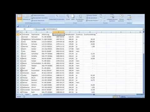 Fixieren von Zeilen oder Spalten bei Excel