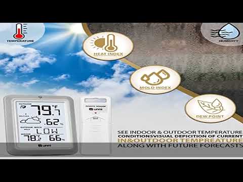 Indoor Outdoor Thermometer Hygrometer Wireless Weather Station, Temperature Humidity Monitor Batter