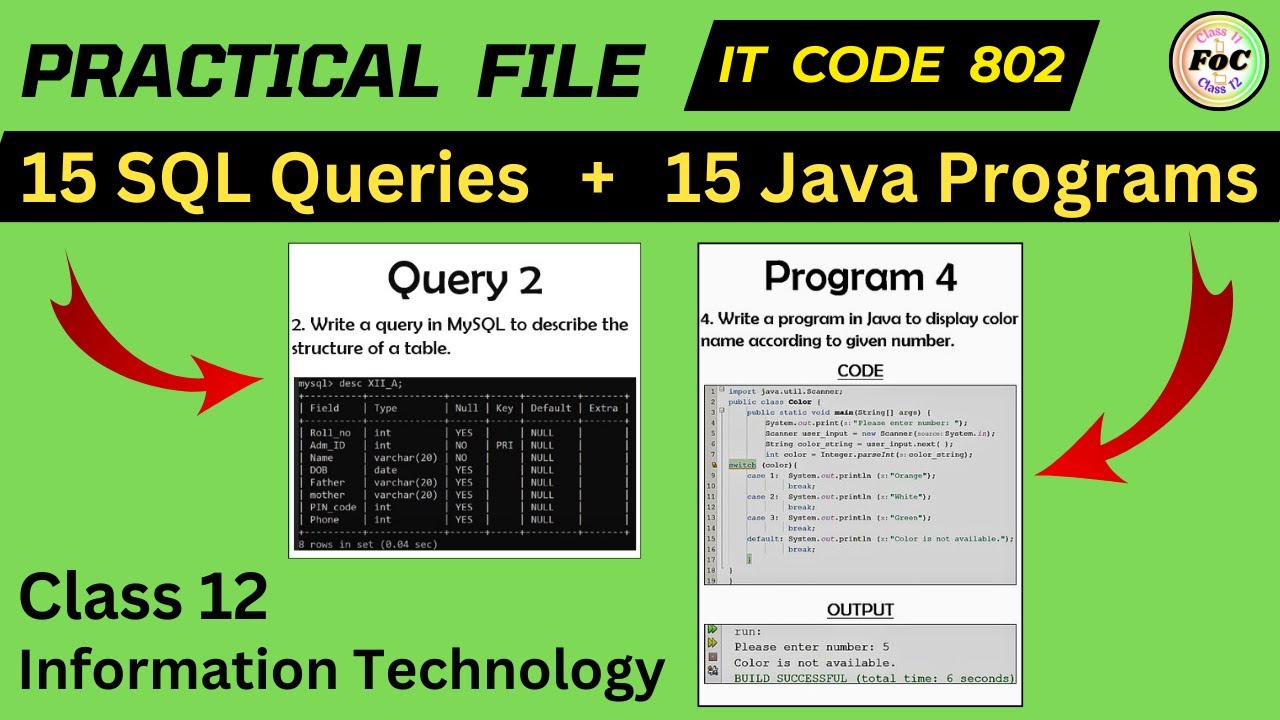 IT Practical FILE Class 12 | Java Programs & MySQL Queries Information Technology Code 802 CBSE Exam