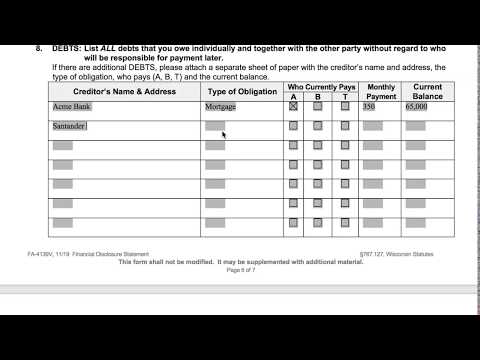 Completing the Debts Section of the Financial Disclosure Statement