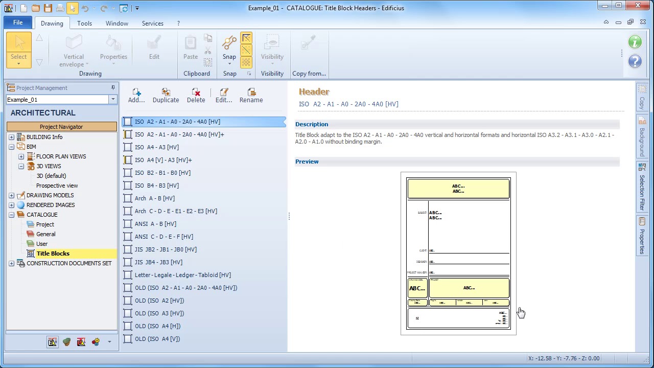 Edificius Tutorial - The Title Block Catalogue - ACCA software