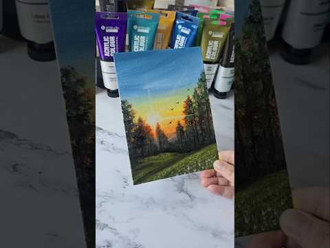Easy way to paint a sunset scenery / acrylic painting ideas