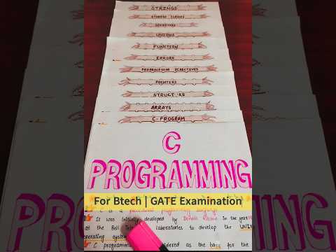 C Programming Aesthetic Study Notes๐โ๏ธ for Btech | FE | GATE Examination #shorts #cprogramming