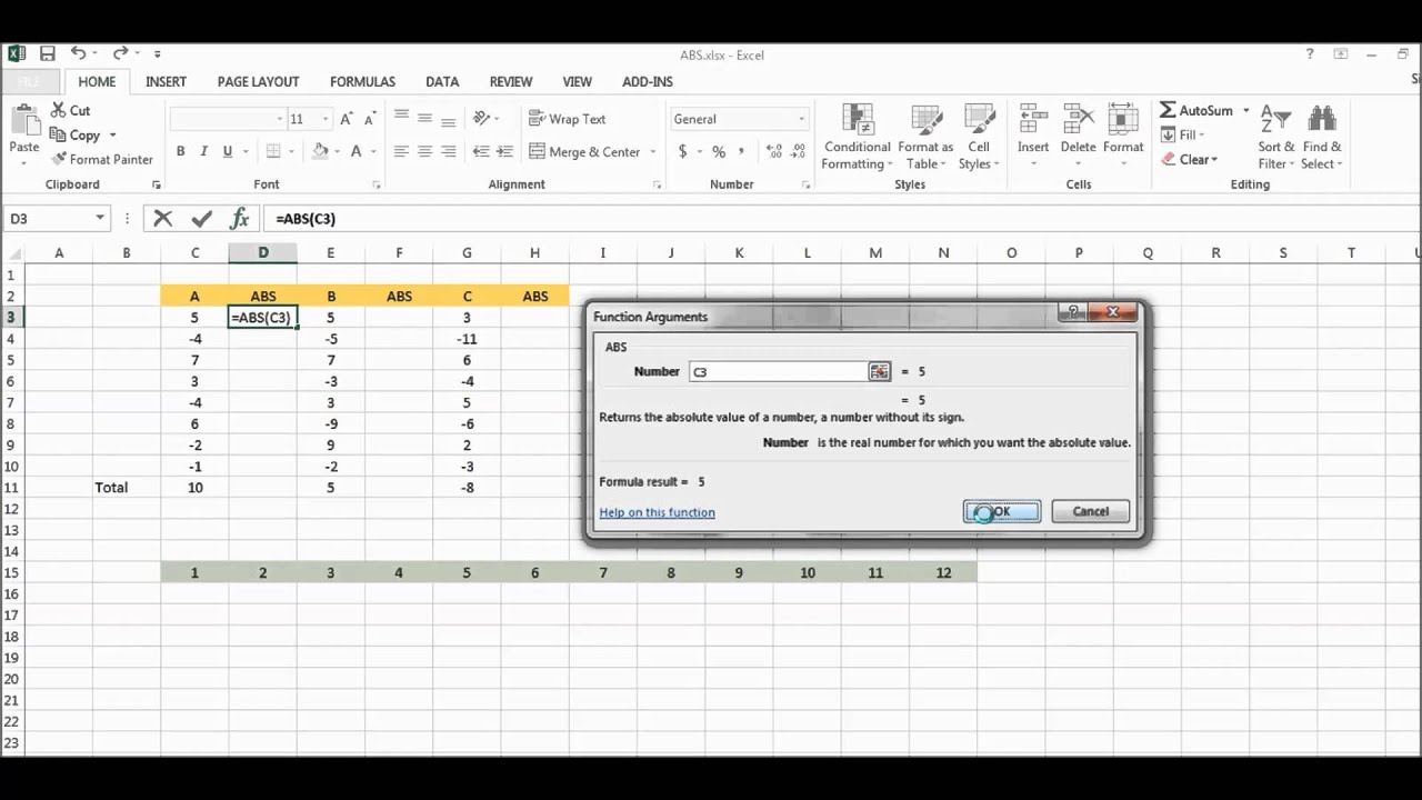 Microsoft Excel Absolute Value Function - ABS :  With Examples
