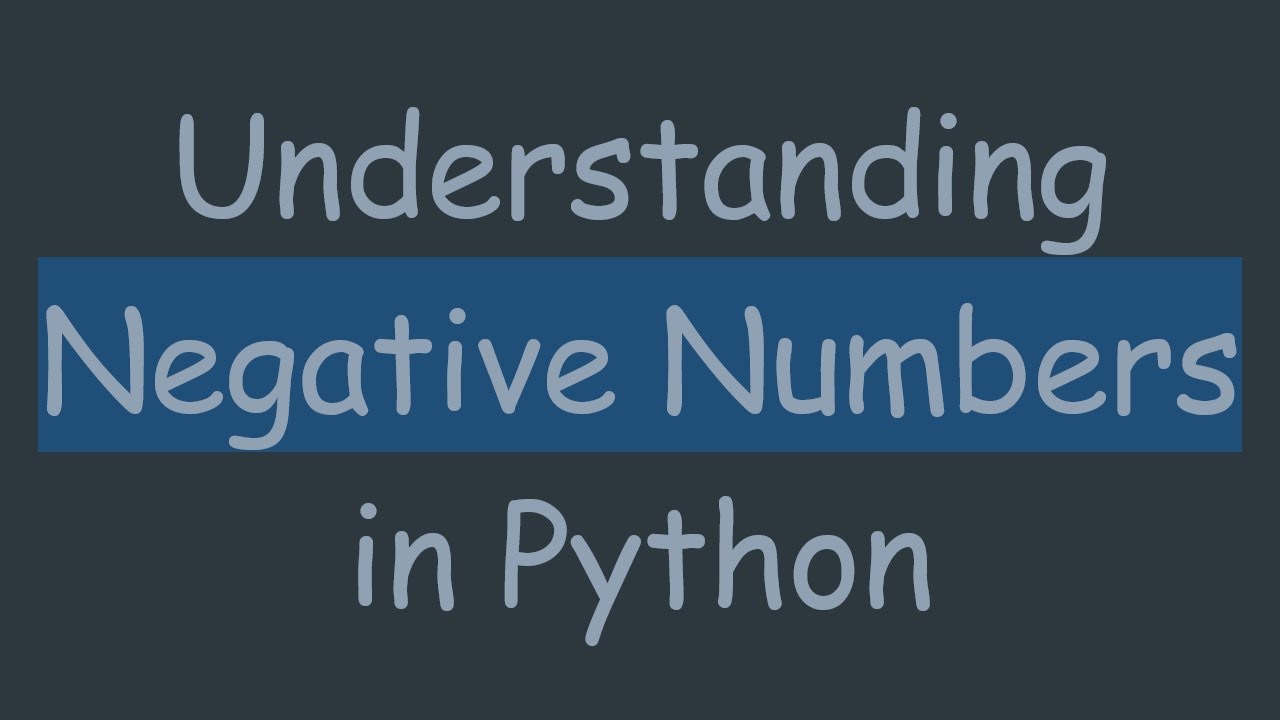 Understanding Negative Numbers in Python
