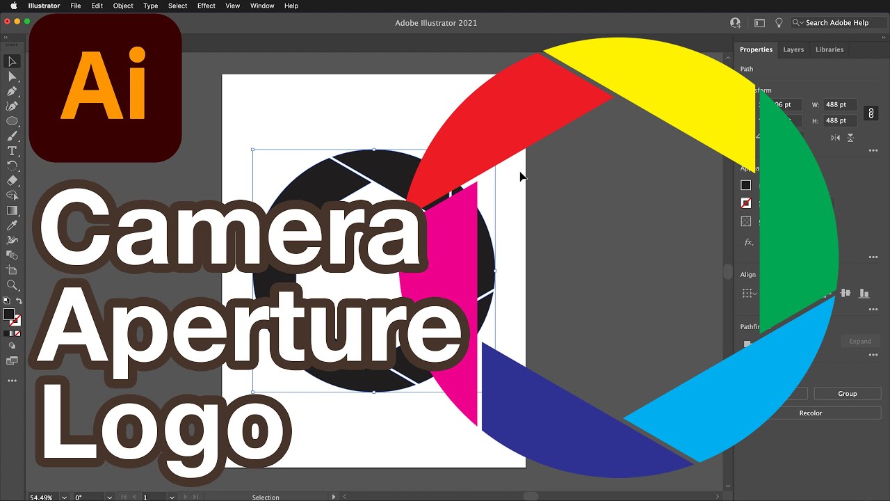How to Draw a Camera Aperture Logo in Adobe Illustrator | Step-by-Step Tutorial