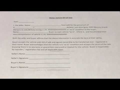 How I Write My “ Bill Of Sale “ ( Not A Lawyer - Just A Guy Hoping He Understands )