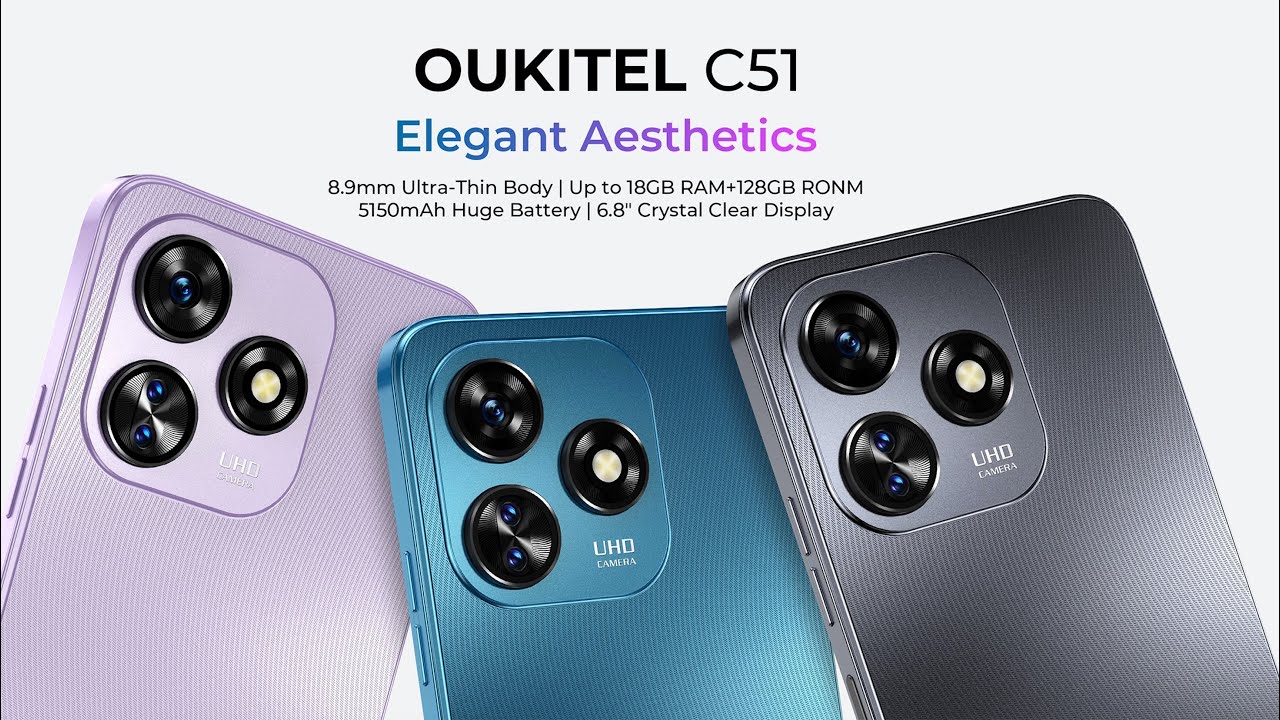 OUKITEL C51 - 128GB ROM 5150mAh Huge Battery - Elegant Aesthetics - 8.9mm Ultra-thin Body