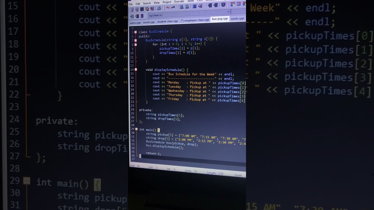 bus schedule c++#coders #coderstokyo #codemasters #codingninja #codelife #code #codinglife #coding