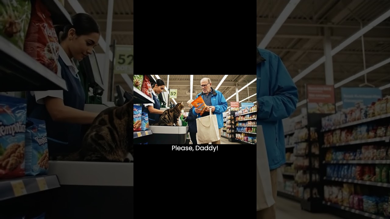 Cat-astrophe at the check-out! Cat: 1, Dad: 0! 😹😺😈 #funnycat #catlife #catmemes #cat #funny #ai