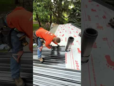 Installing a metal roof 🔨#bluecollar #metalroof #skilledtrades #roofing