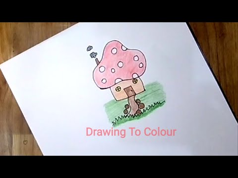 How To Draw Mushroom House | Fairy Mushroom House Drawing Easy by Drawing To Colour #drawing
