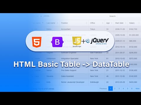 Convert simple html table to advanced | searchable tables | html table |@CodeWithHarry