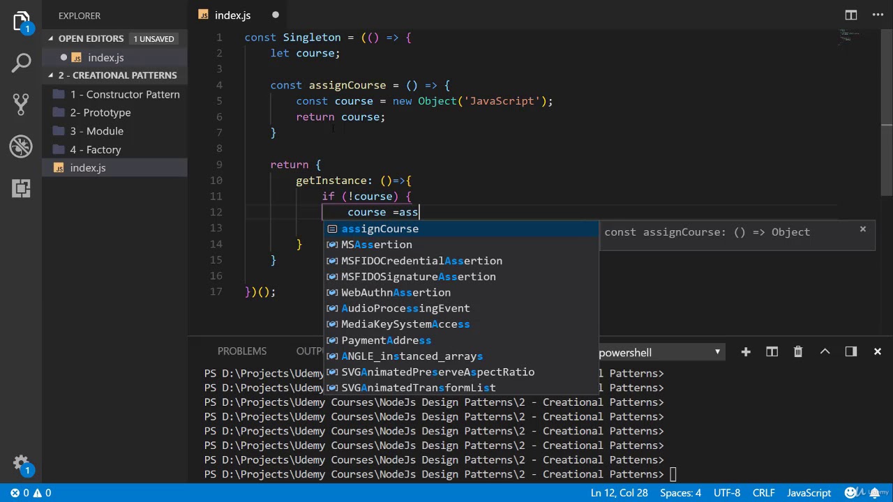 Design Patterns with JavaScript ES56 and Node js from Zero  Singleton Pattern Practice
