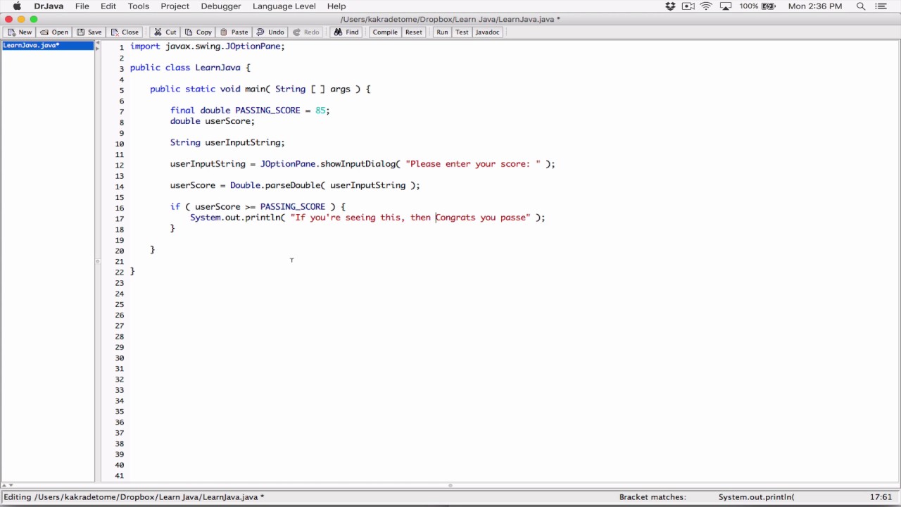 72. If statement example program - Learn Java