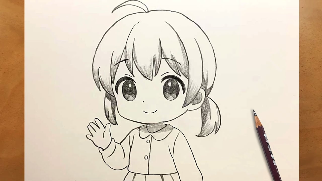 Cómo dibujar una linda chica chibi paso a paso || Dibujo de anime fácil || Boceto a lápiz simple