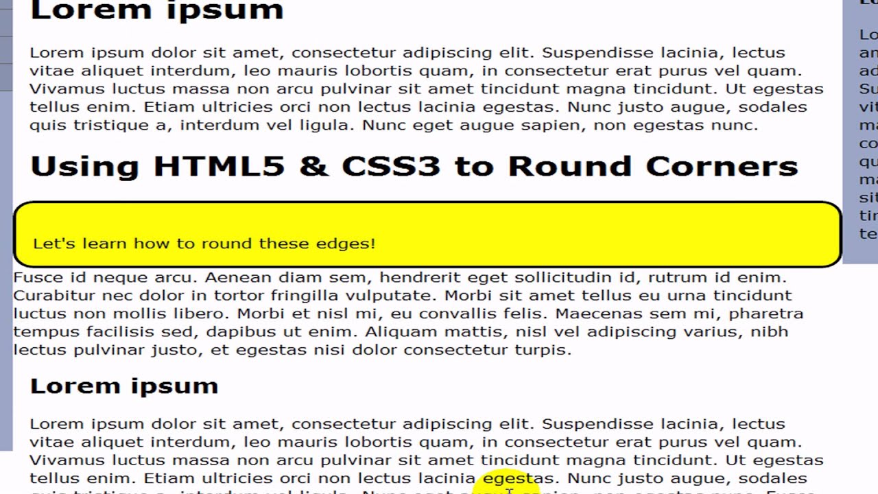 Using HTML5 and CSS3 to Round Edges on Webpage