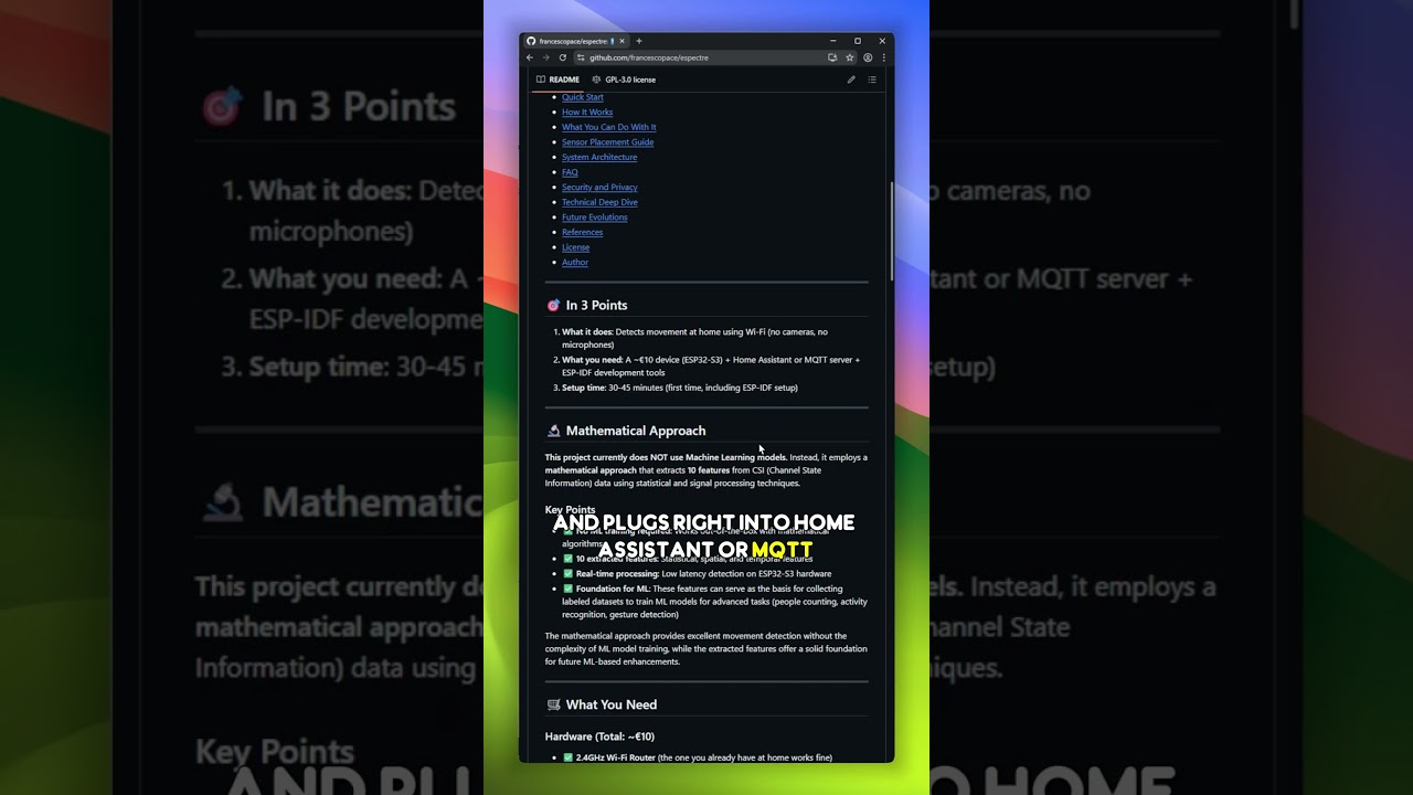 ESPectre: a motion detection system that sees movement using Wi-Fi waves  #github