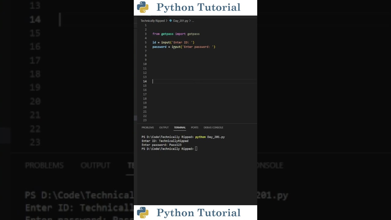 Hiding User Inputs In Python | Python Tutorial