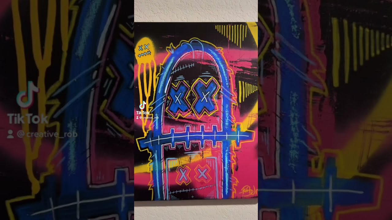 Abstract Spray Paint Street Style Graffiti Character on canvas. #shorts