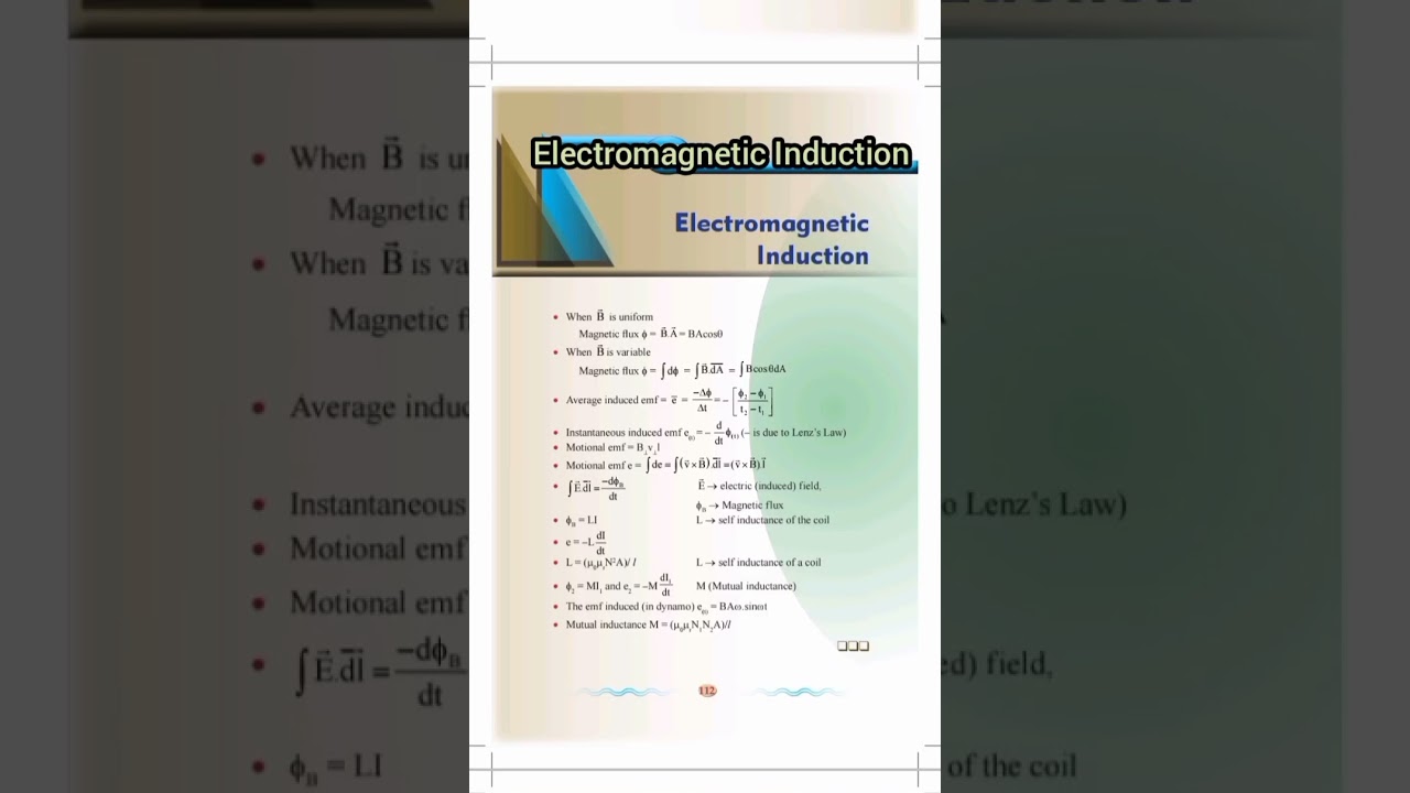Electromagnetic induction formula Sheet #neet2023 #shorts