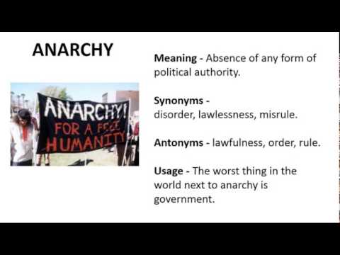 Vocabulary Made Easy Meaning of Anarchy, Synonyms, Antonyms and its Usage