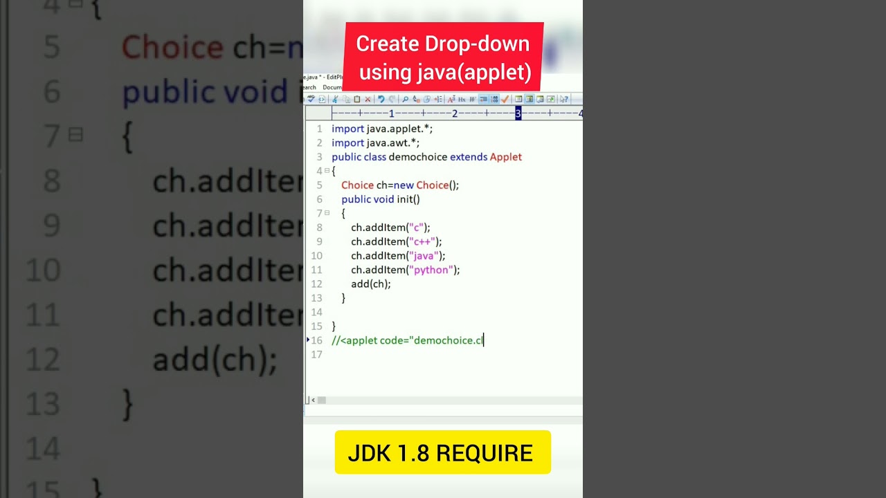 Create Dropdown using java (applet) #java #programming #softwaredeveloper #coder