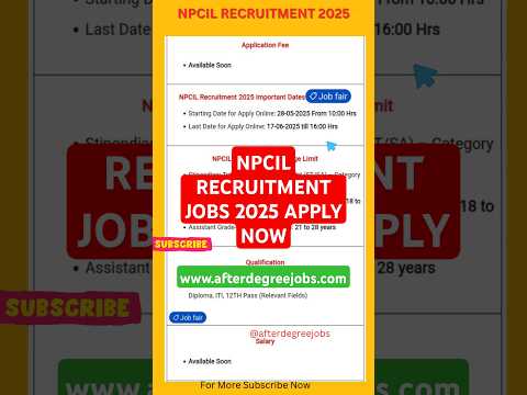 NPCIL RECRUITMENT JOBS 2025 APPLY NOW 📌 📢 #ytshorts #governmentjobs #afterdegreejobs ✍️📚