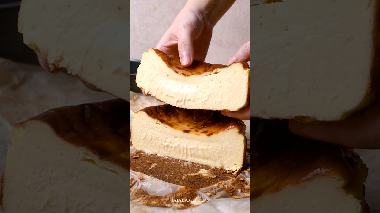 Perfectly Creamy Basque Burnt Cheesecake #basquecheesecake #cheesecake #dessert