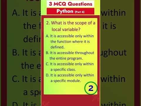 Part 6 - Python MCQ Q&A | Most asked Interview Questions