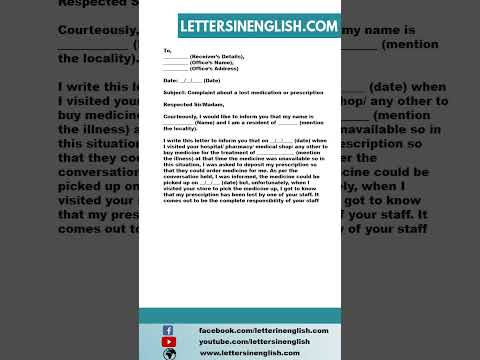 Complaint Letter About a Lost Medication or Prescription