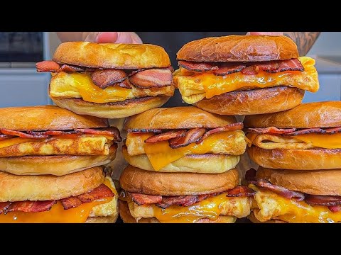 High Protein Breakfast Bagels 🥯🍳 Easy Meal Prep! 💪🏼 #mealprep #highprotein #healthyrecipes