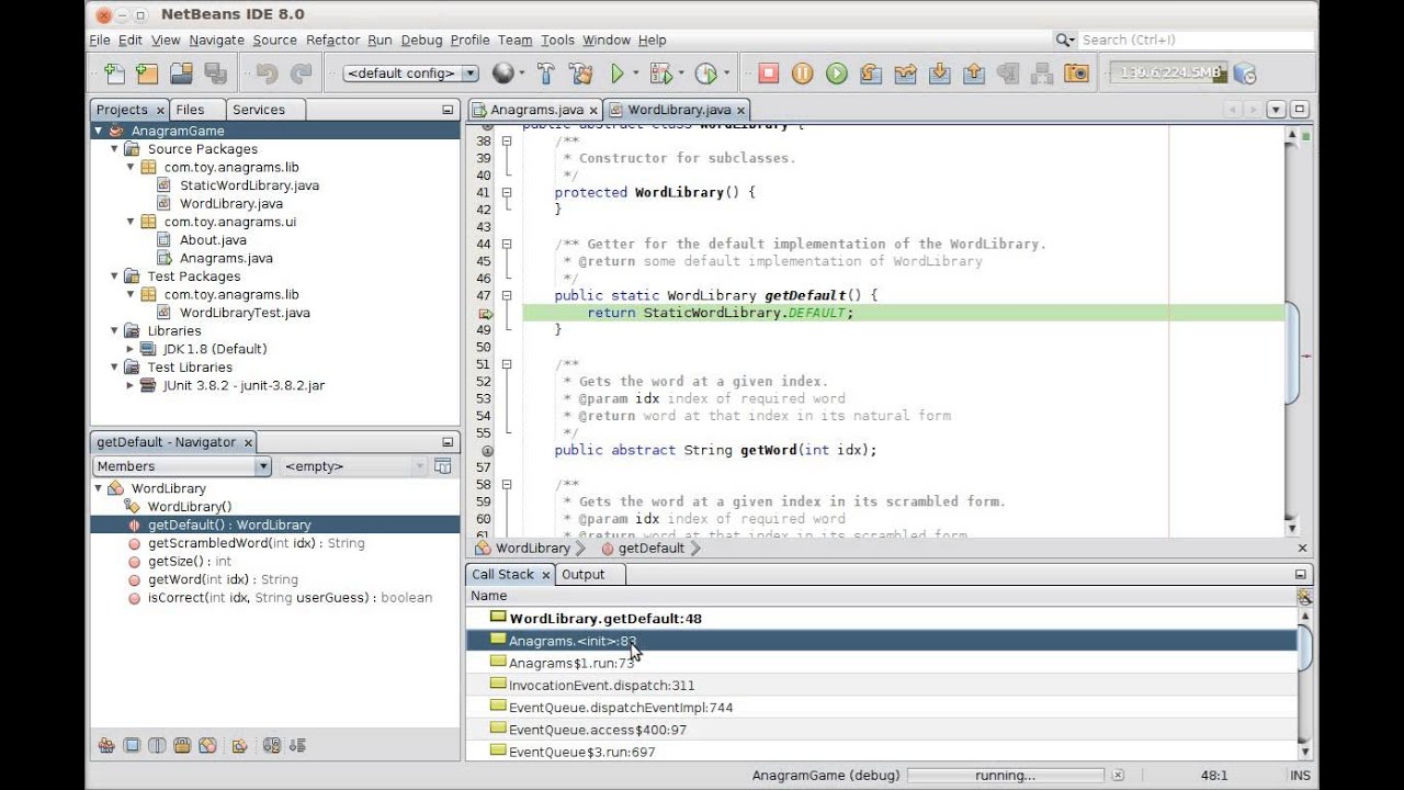 Call Stack Window and NetBeans Debugger