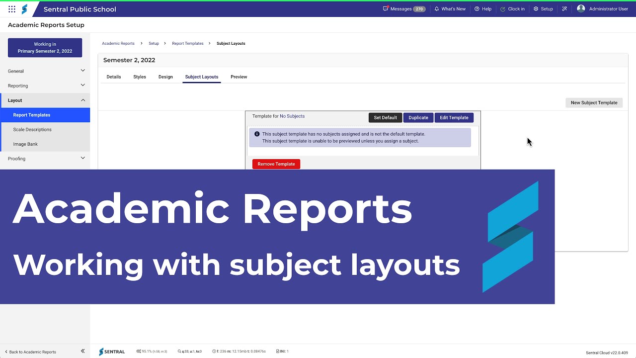 Academic Reports Setup | Layouts...working with subject layouts in report templates