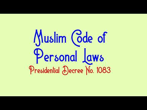 Muslim Code of Personal Laws | Presidential Decree No. 1083