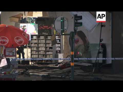 Swedish police, damage at scene of truck crash