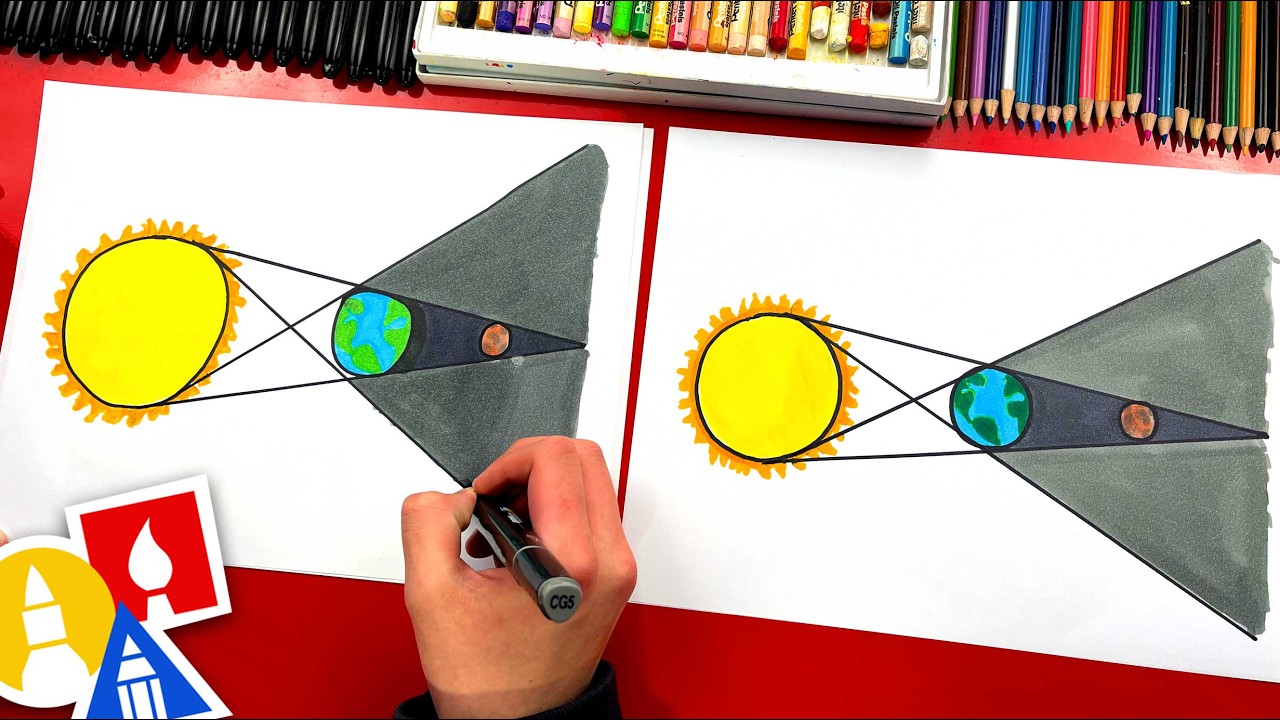 How To Draw A Lunar Eclipse Diagram: Step-by-Step Drawing Guide for Kids
