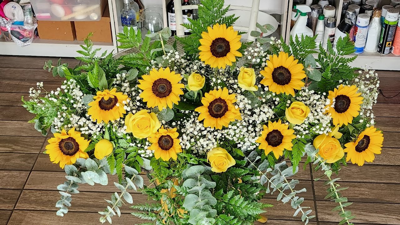 Arreglo de girasoles 🌻🌻🌻 para mesa principal de Boda ⛪️ #tutorial