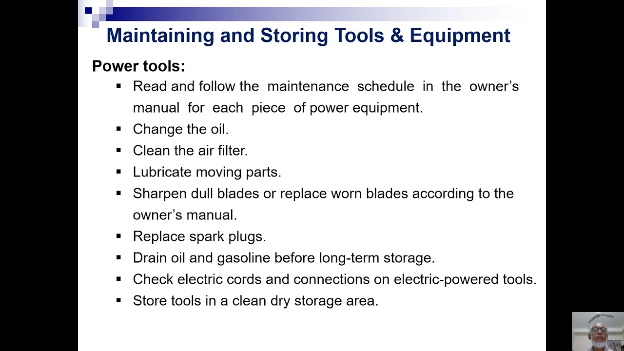 Session 05: Maintain Training equipment &  facilities