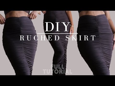 DIY RUCHED SKIRT. How To Sew: Ruched Skirt With Elastic - Full sewing tutorial #howto #diy #fashion