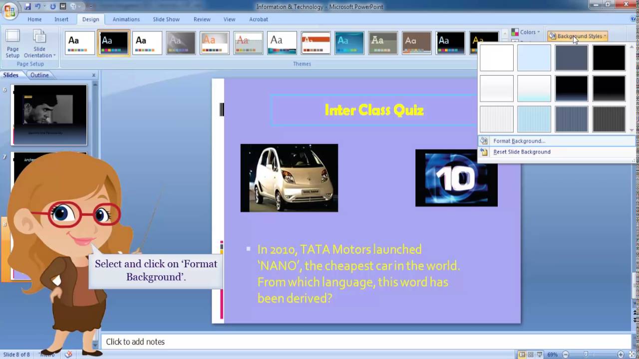 MS PowerPoint 2007-  Gradient Fill