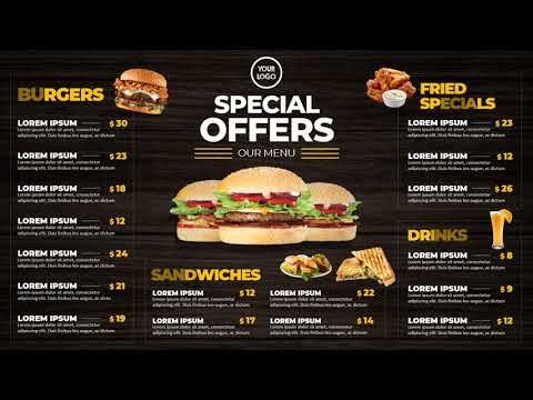 Single Page Restaurant Menu #2 - Digital Signage PowerPoint Animated Template