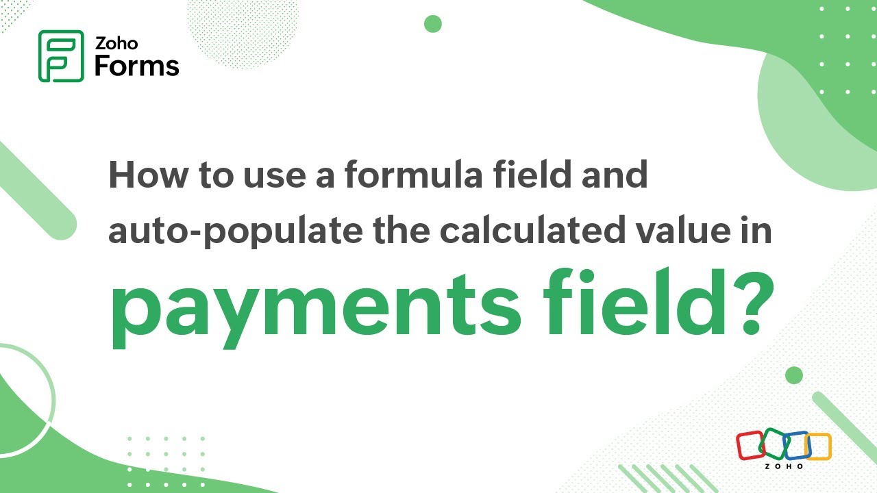 How to use a formula field and auto-populate the calculated value in the Payment field