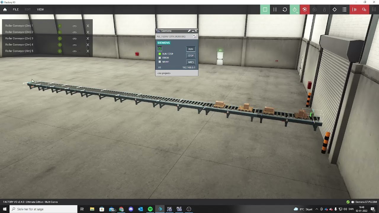 PLC Multi Conveyor control displayed with factoryIO