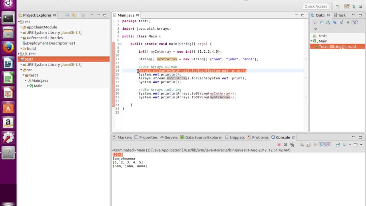 Java What is the simplest way to print an Array in Java 8